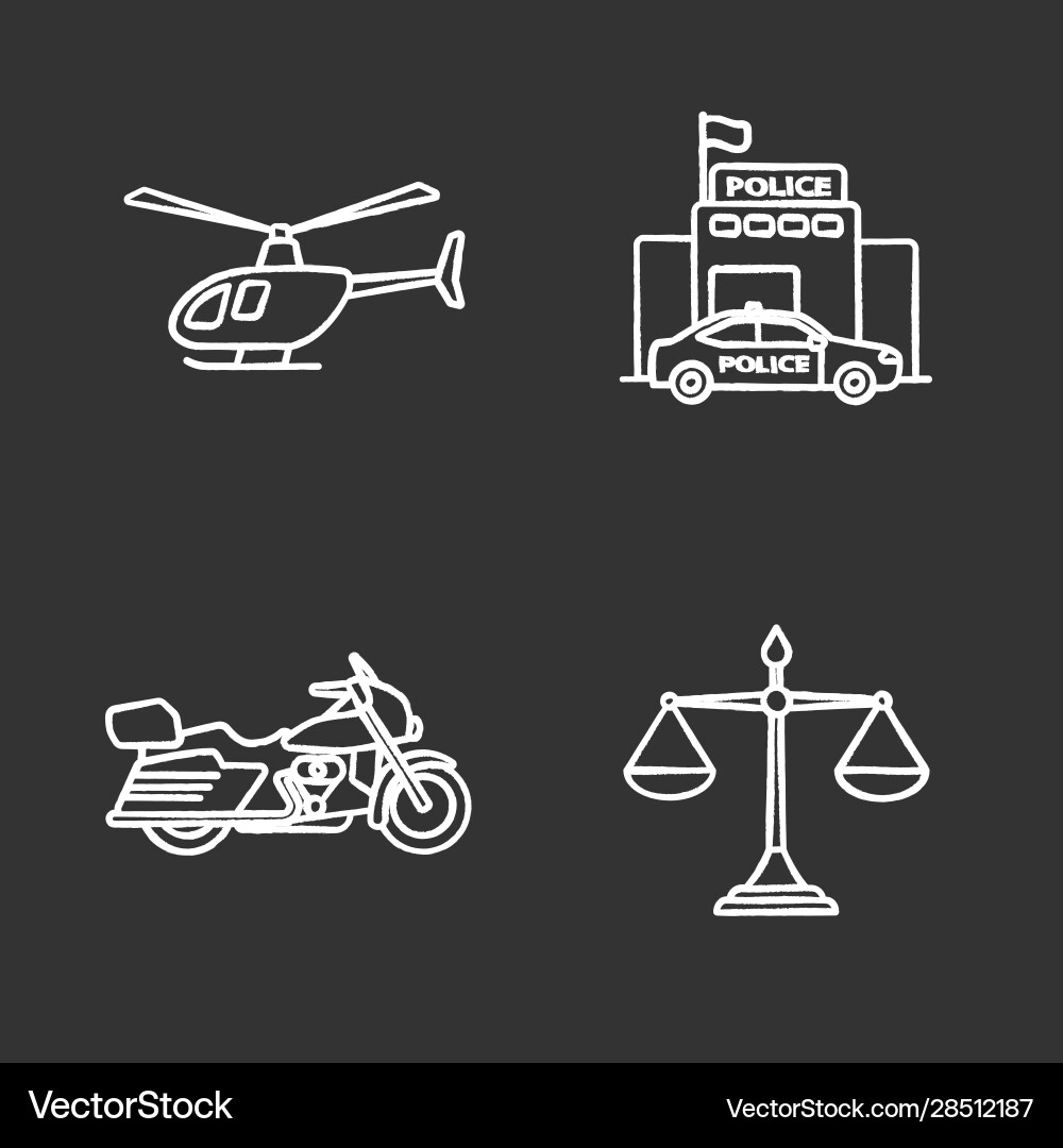 Police Chalk Icons - Law & Order Royalty Free Vector
