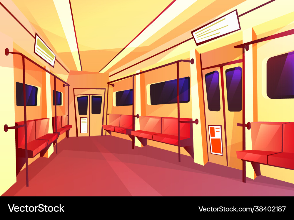Subway train empty carriage inside interior Vector Image