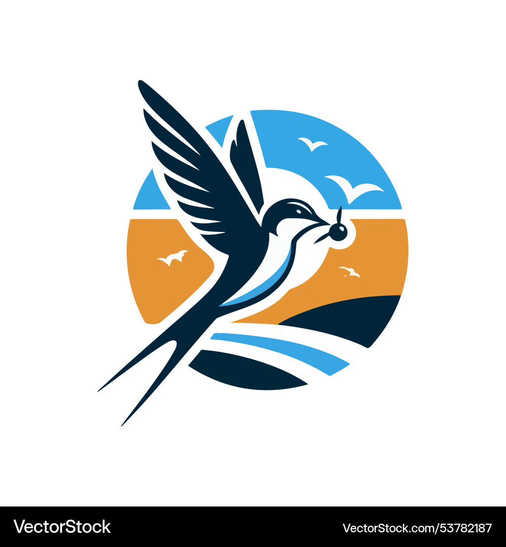 Swallow logo icon style withe background Vector Image
