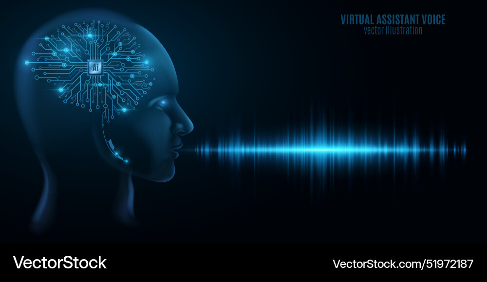 Virtual voice assistant on dark background Vector Image