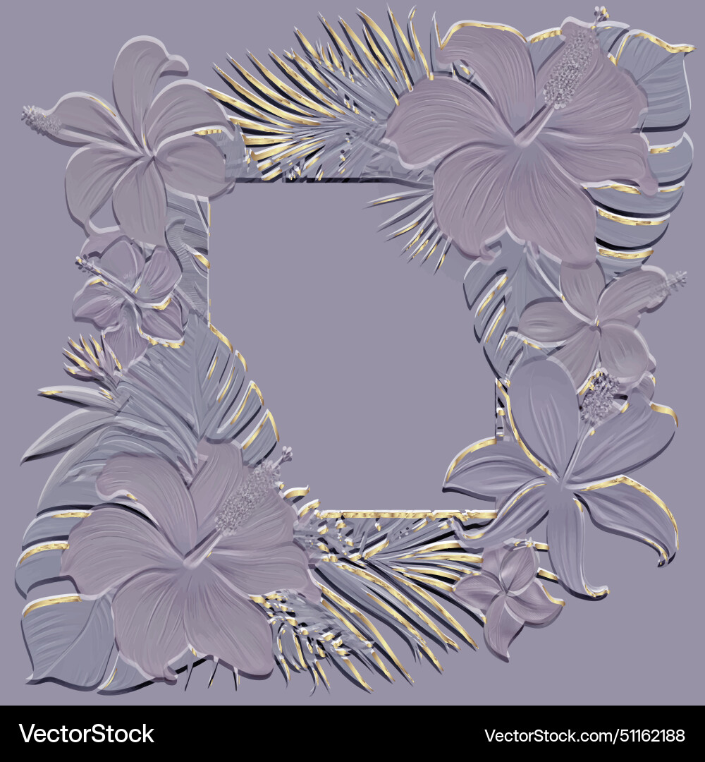 3d embossed floral square frame border pattern Vector Image