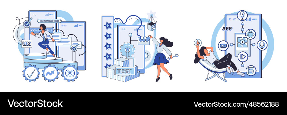 Application testing metaphor software Royalty Free Vector