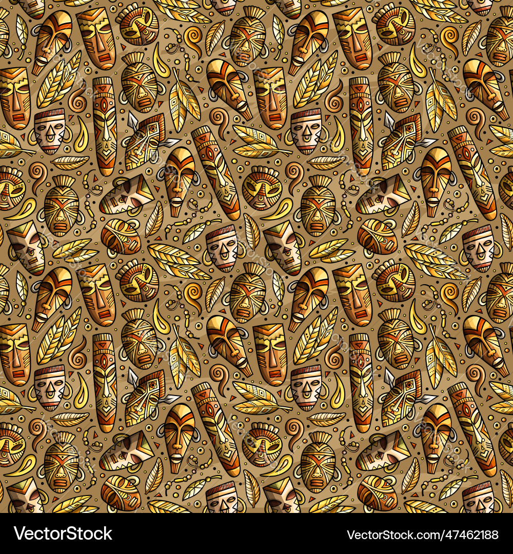 Cartoon cute african seamless pattern Royalty Free Vector