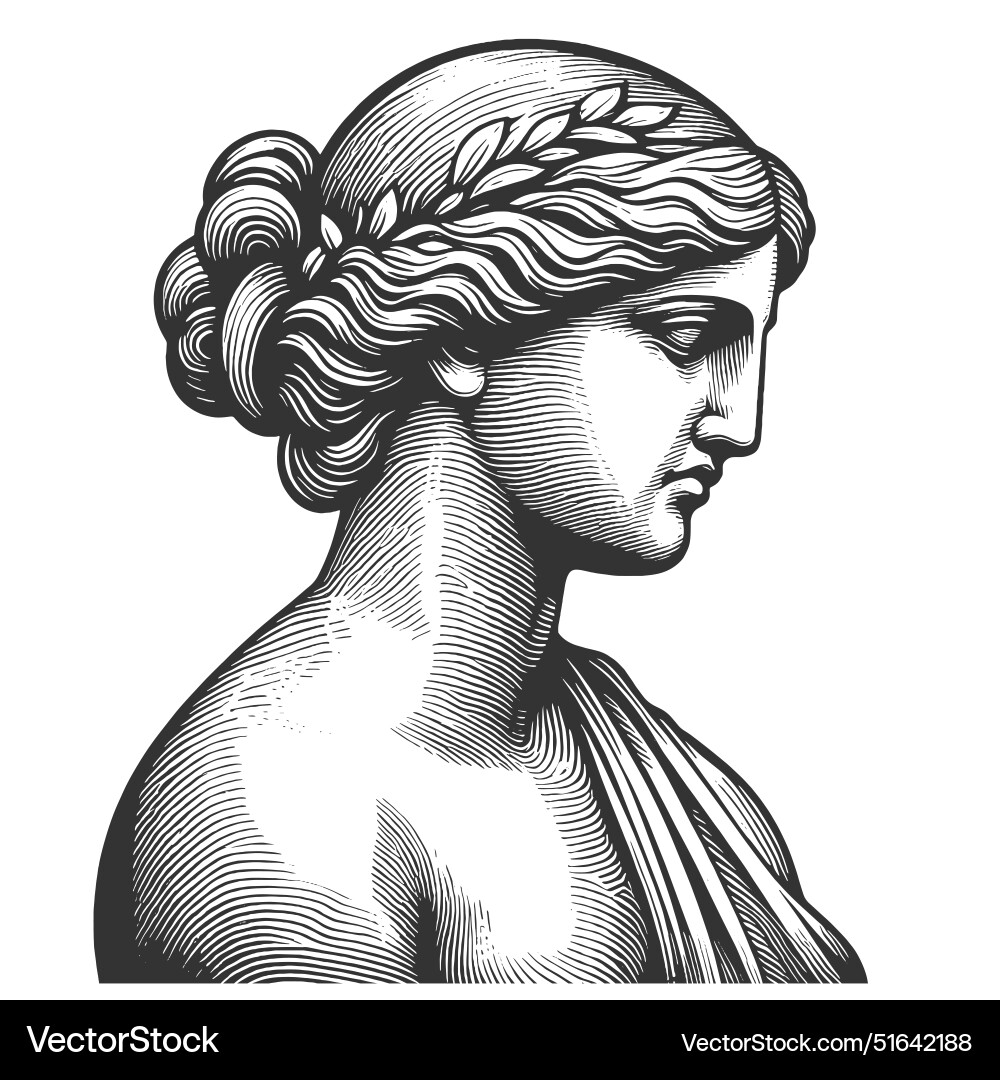 Classical greek goddess statue engraving Vector Image