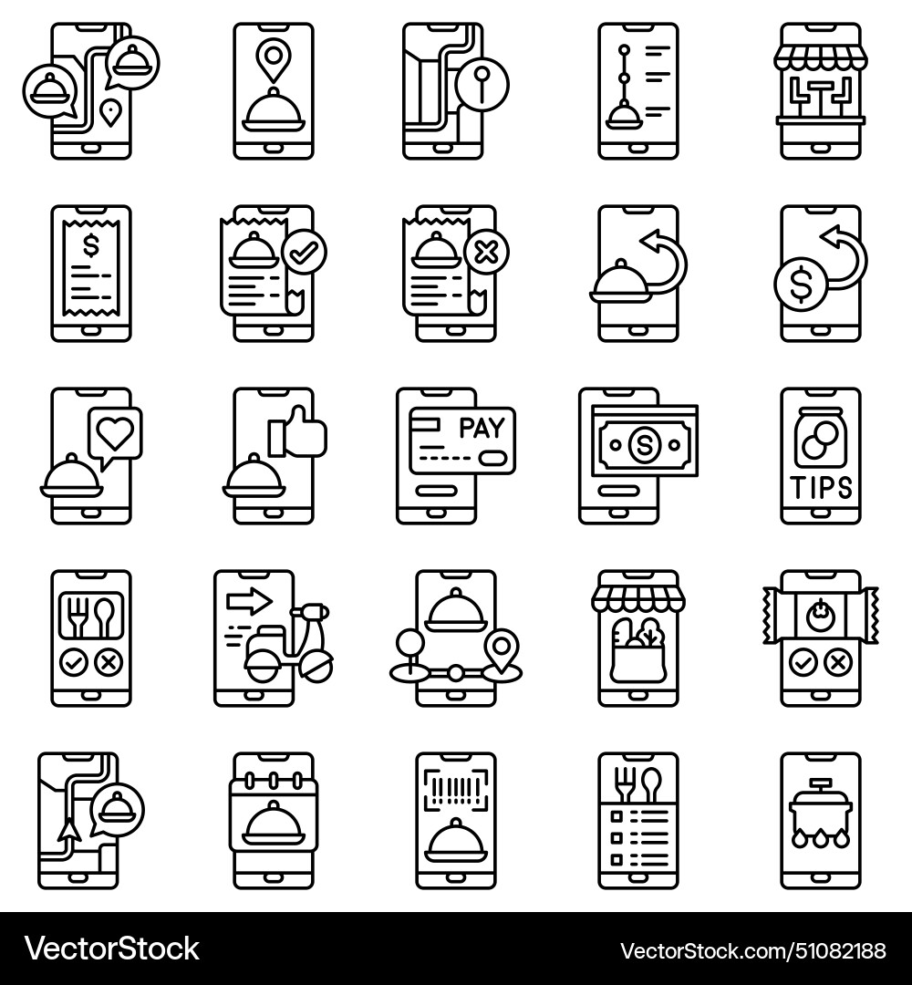 Food delivery application line icons set 2 Vector Image