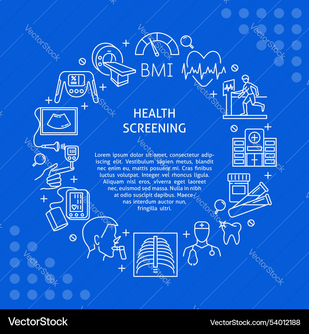 Health screening round banner with place for text Vector Image