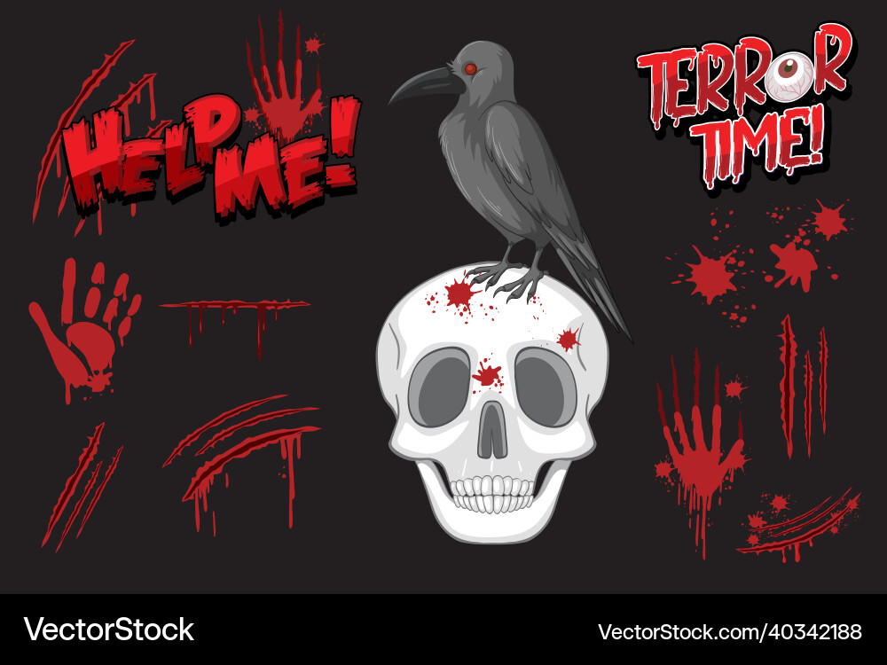 Human head bone with blood spatter and hand print Vector Image
