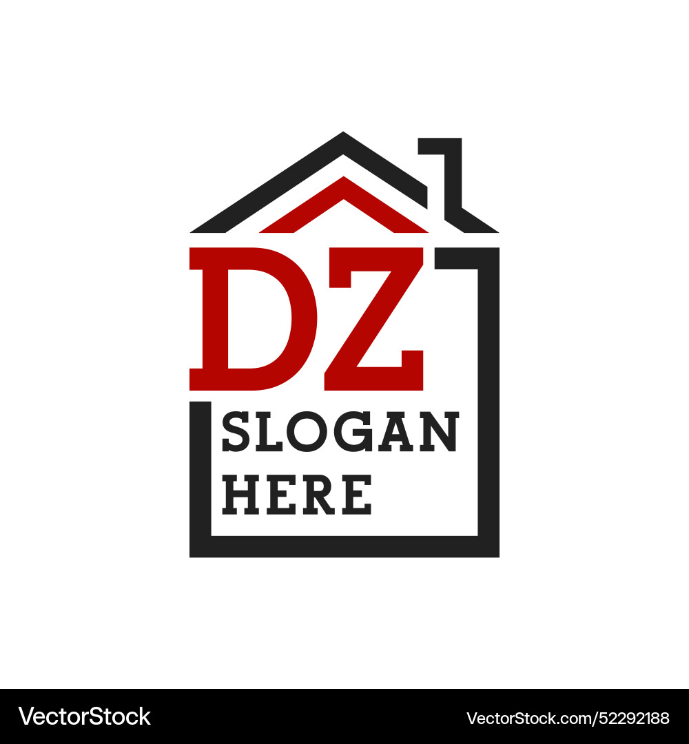 Initial dz house logo for roofing letter real Vector Image