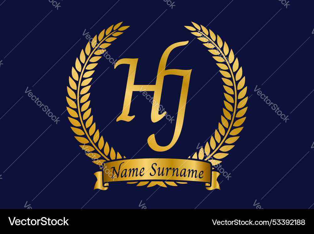 Initial letter h and j hj monogram logo design Vector Image