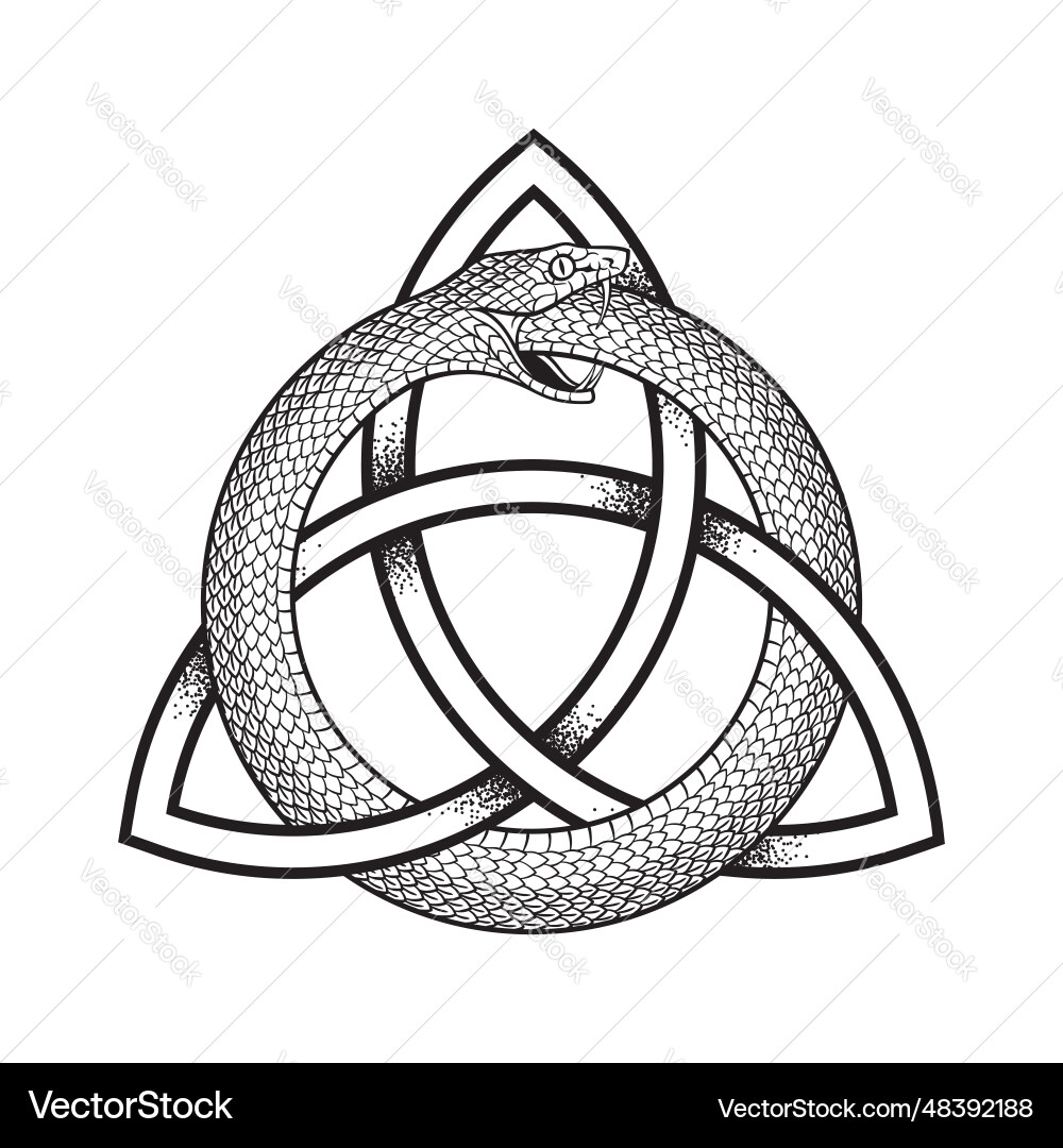 Ouroboros or uroboros serpent snake and triquetra Vector Image
