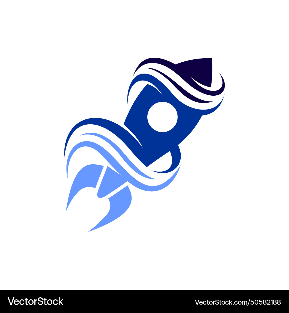 Rocket logo with wind concept Royalty Free Vector Image