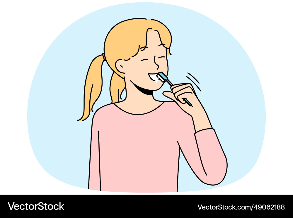 Smiling girl brushing teeth Royalty Free Vector Image