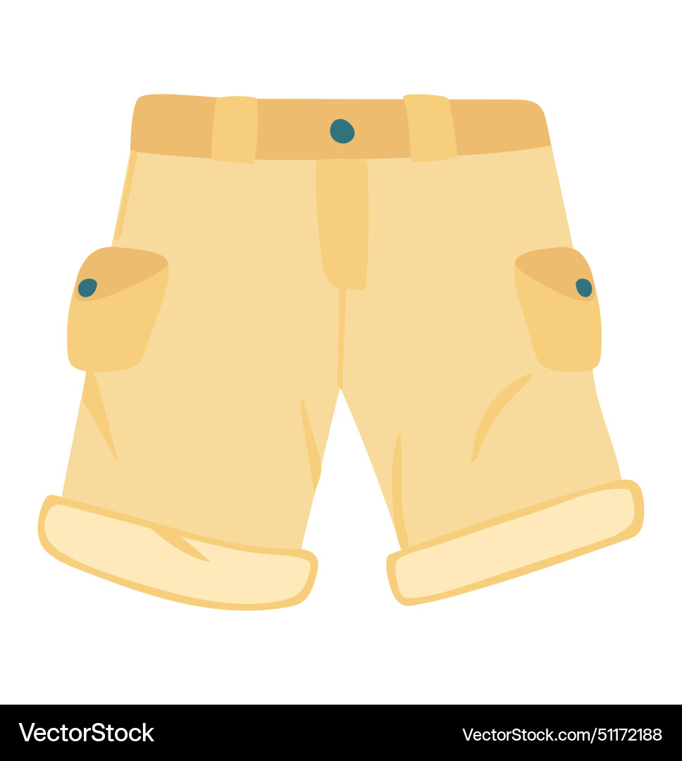 Summer cargo shorts in flat design outdoor safari Vector Image