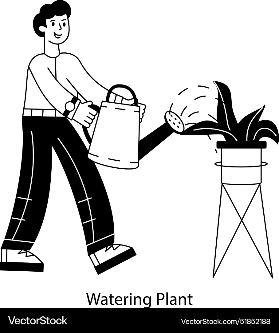 Webmodern line style mini of watering Royalty Free Vector