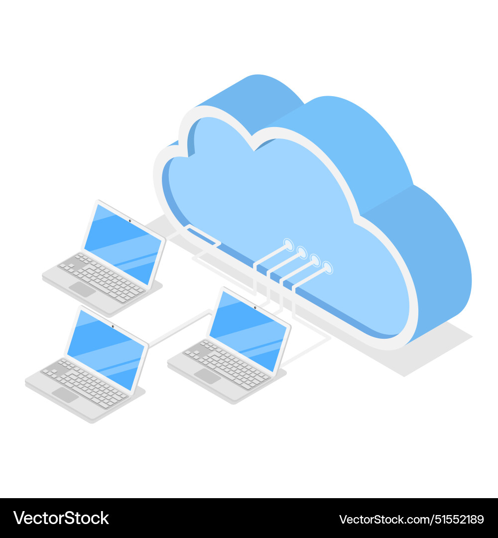 3d isometric flat icon set cloud technologies Vector Image