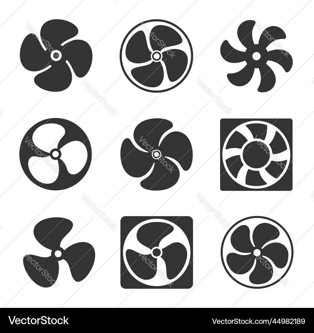 Air cool ventilator blower fan propeller icons Vector Image