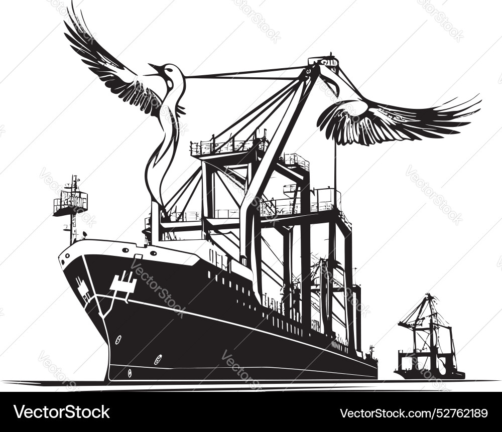 Harbor heroes industrial cargo ship loading crane Vector Image