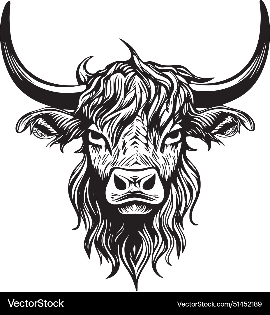 Highland - black and white Royalty Free Vector Image
