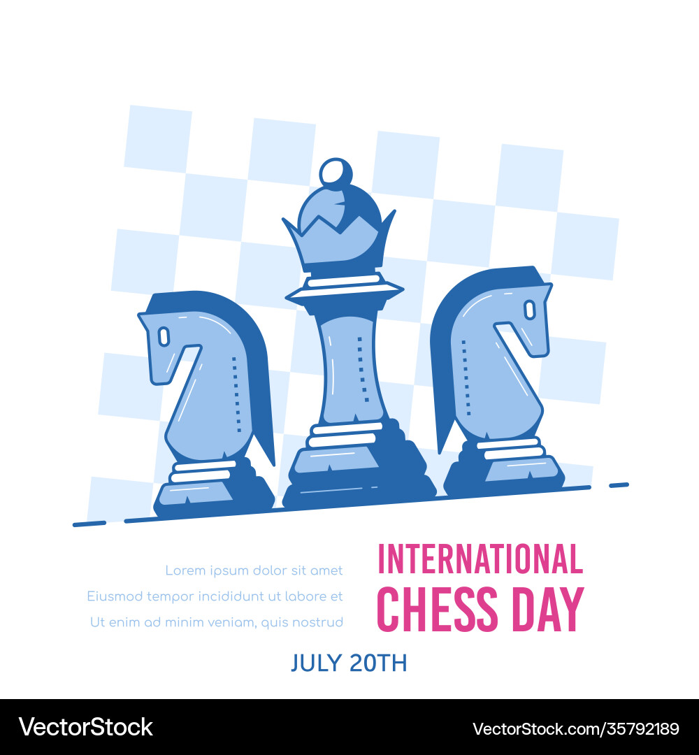 International chess day banner template outline Vector Image