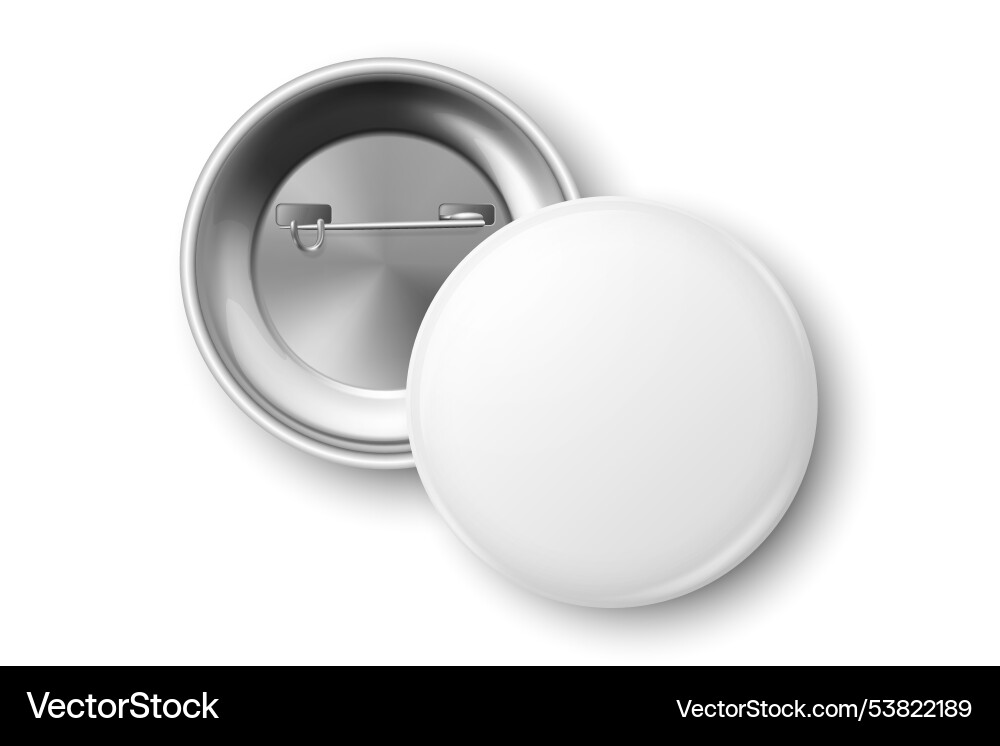 Realistic 3D White Pin Badge Mockup Royalty Free Vector