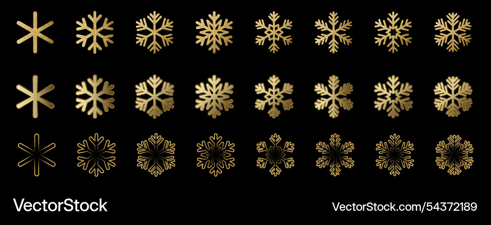 Snowflakes icons gold snowflake winter Royalty Free Vector