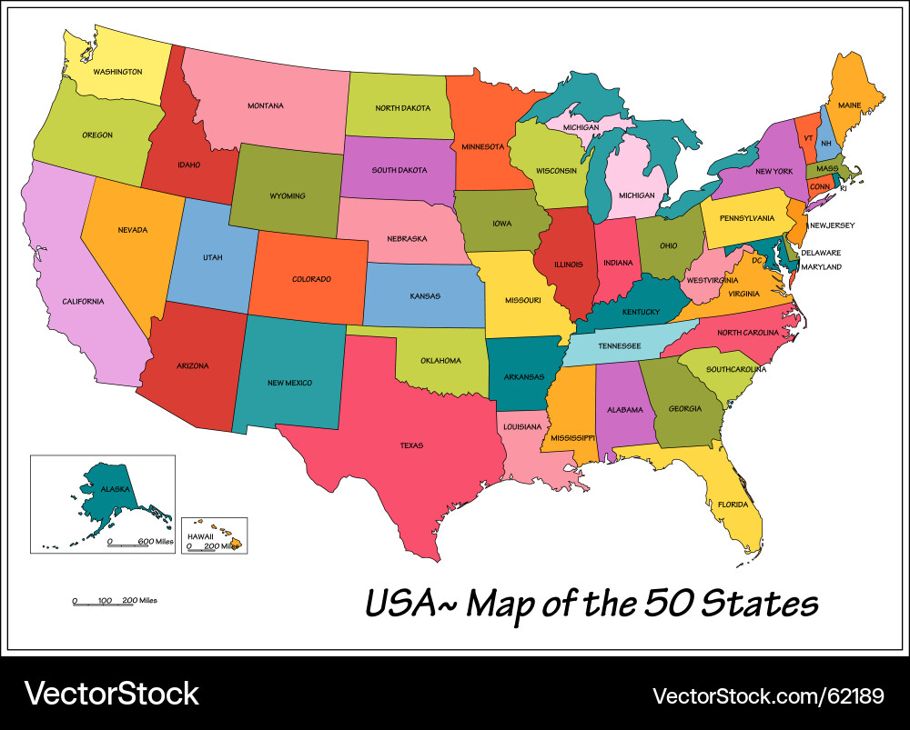 Usa states Royalty Free Vector Image - VectorStock Usa states Royalty Free Vector Image - VectorStock