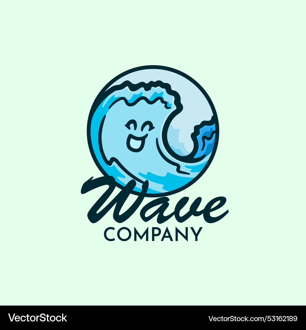 Wave logo character mascot Royalty Free Vector Image