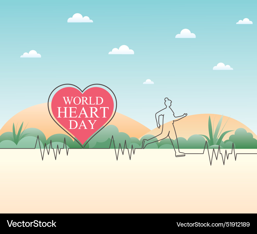 World heart day observed on september 29th each Vector Image