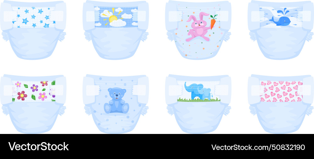 Baby diaper designs set Royalty Free Vector Image