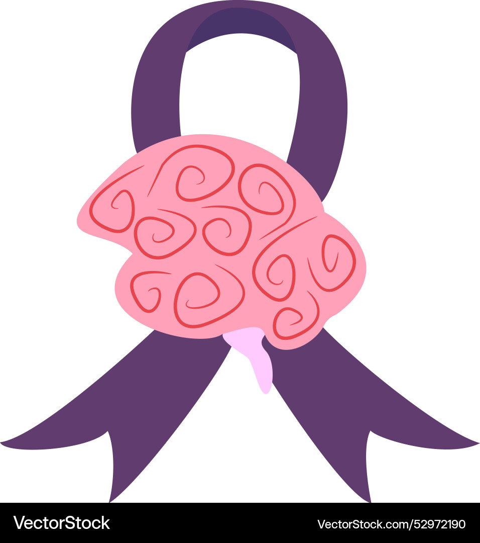 Brain awareness ribbon Royalty Free Vector Image
