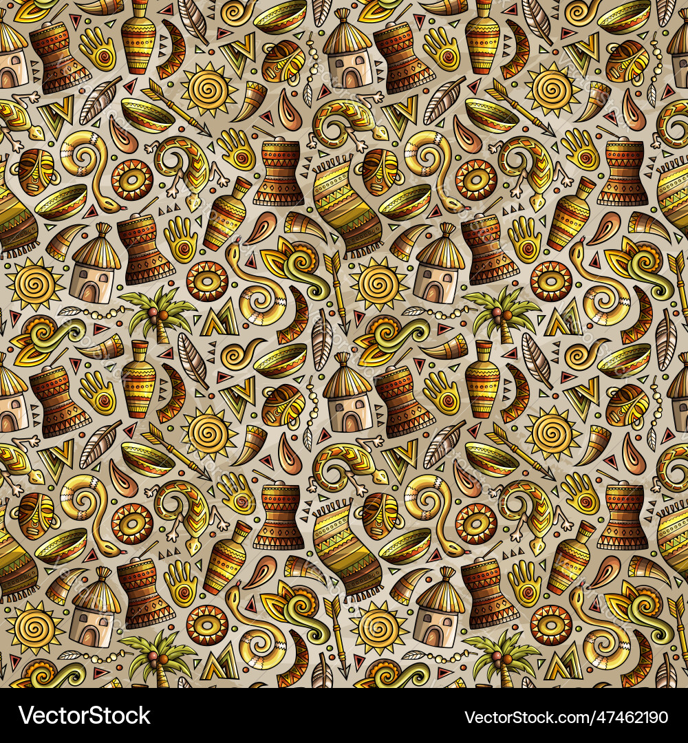 Cartoon cute african seamless pattern Royalty Free Vector