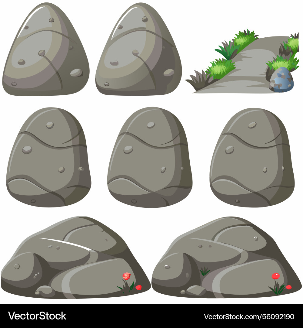 Collection of cartoon rocks and stone pathway Vector Image