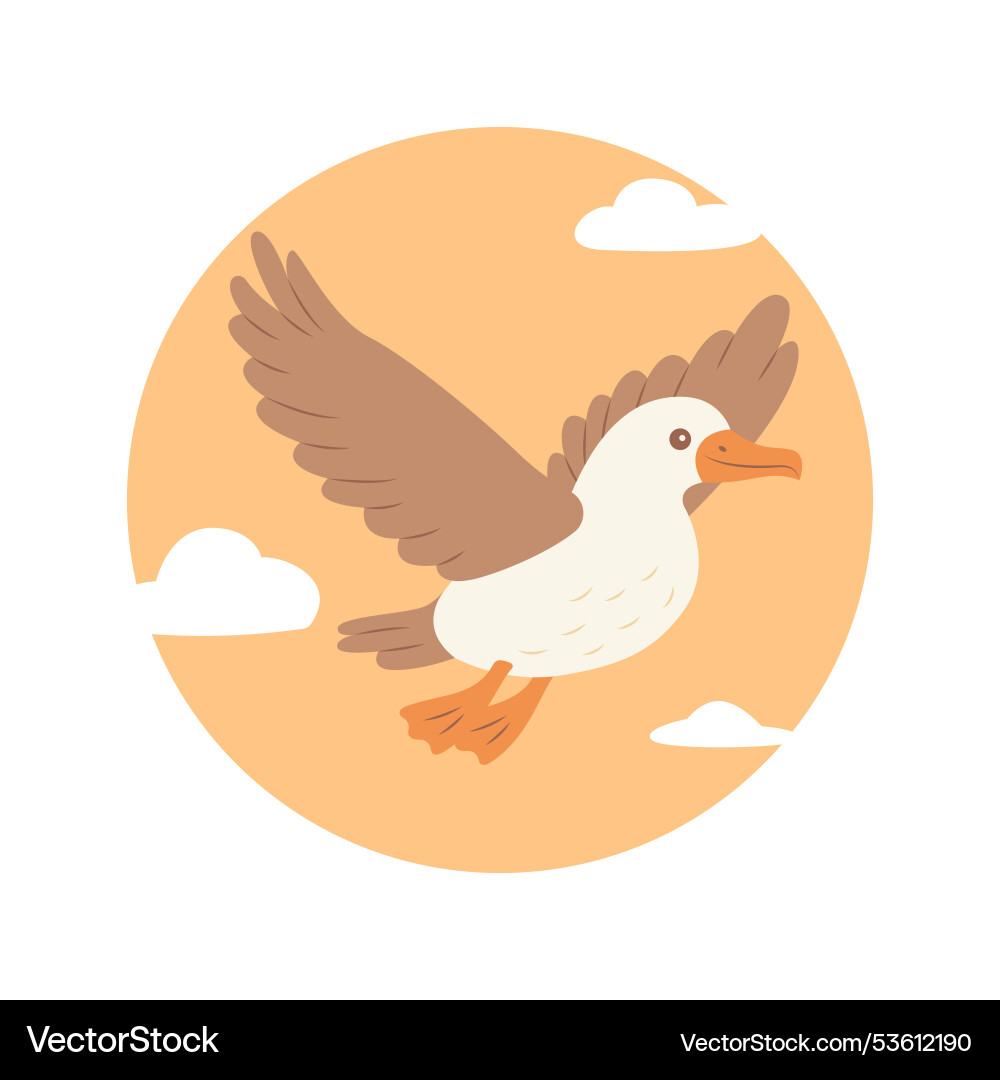 Cute albatross bird animal flying free flapping Vector Image