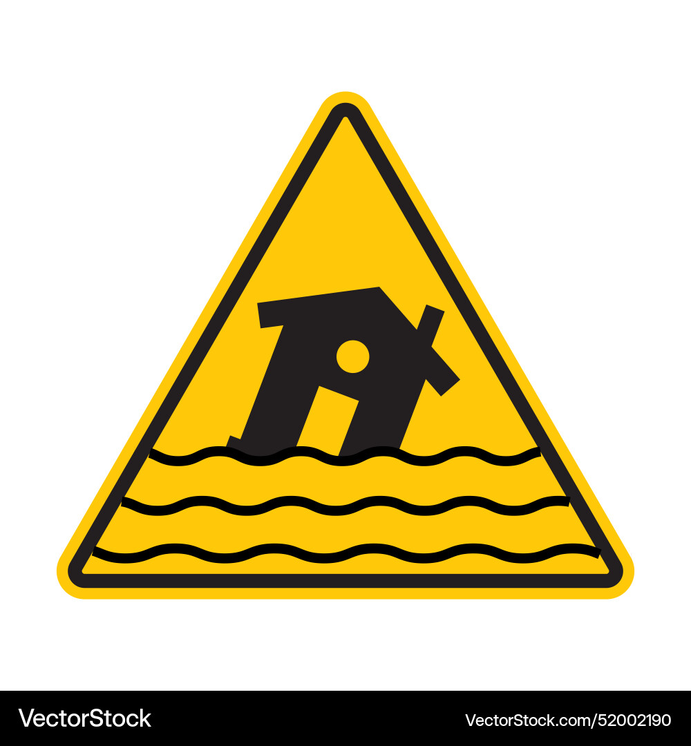 Flood alert sign promote safety Royalty Free Vector Image