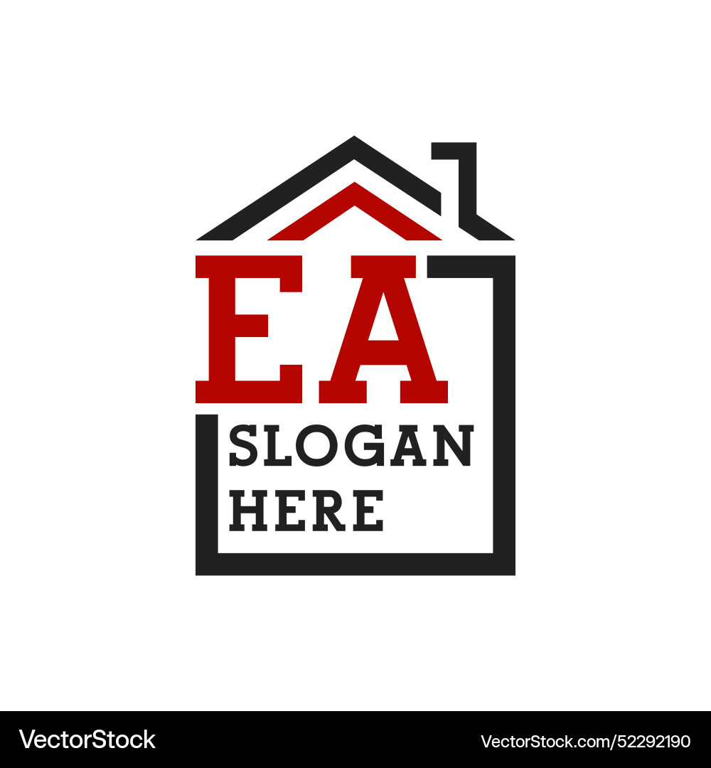 Initial ea house logo for roofing letter ea real Vector Image
