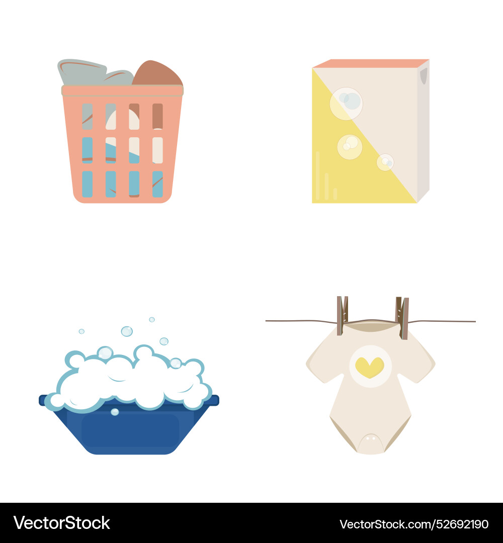 Laundry elements set on white background Vector Image