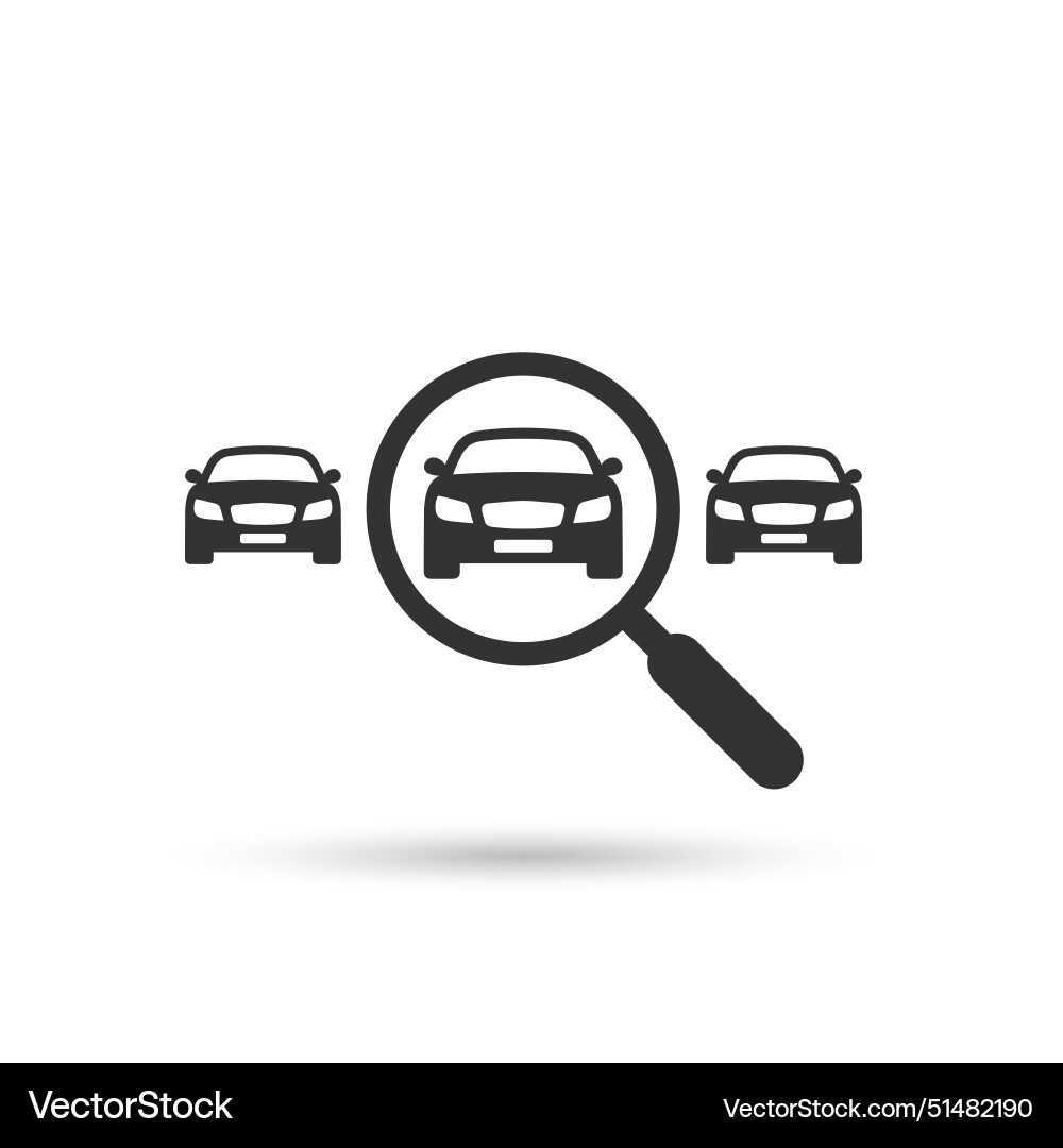 Search car symbol or magnifying glass Royalty Free Vector