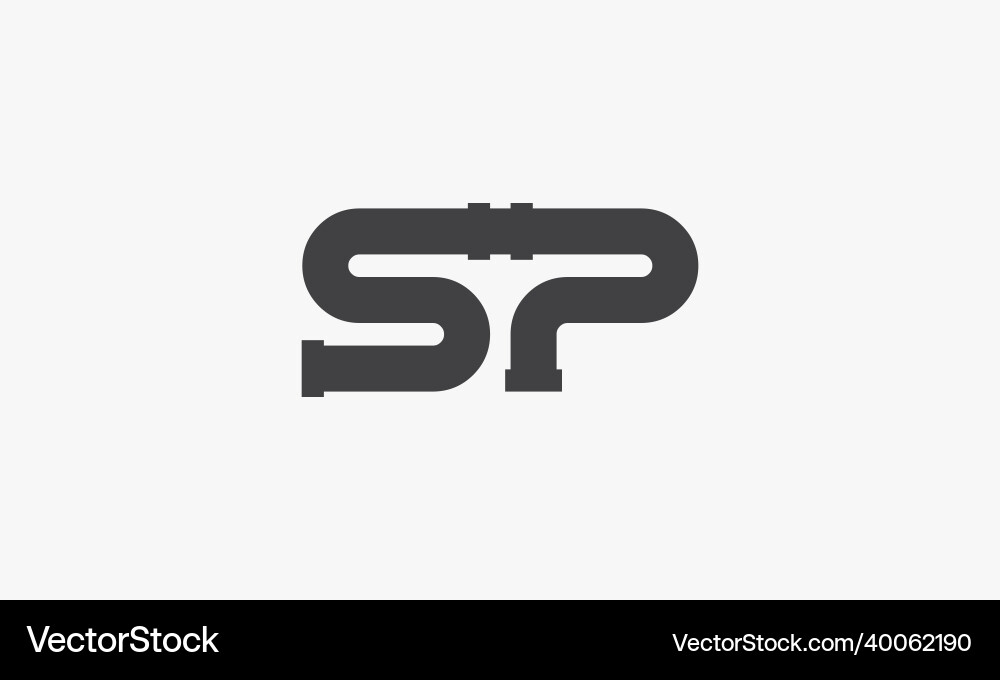 SP Pipe Letter Logo - Industrial Plumbing Vector Image