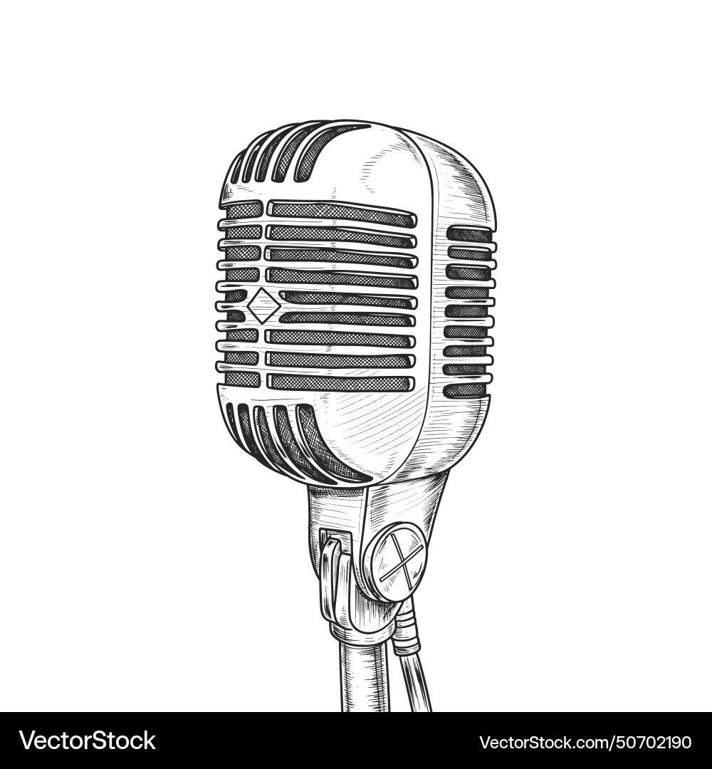 Vintage microphone sketch Royalty Free Vector Image