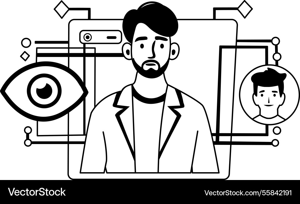 A glyph of a person doing vr experien Royalty Free Vector