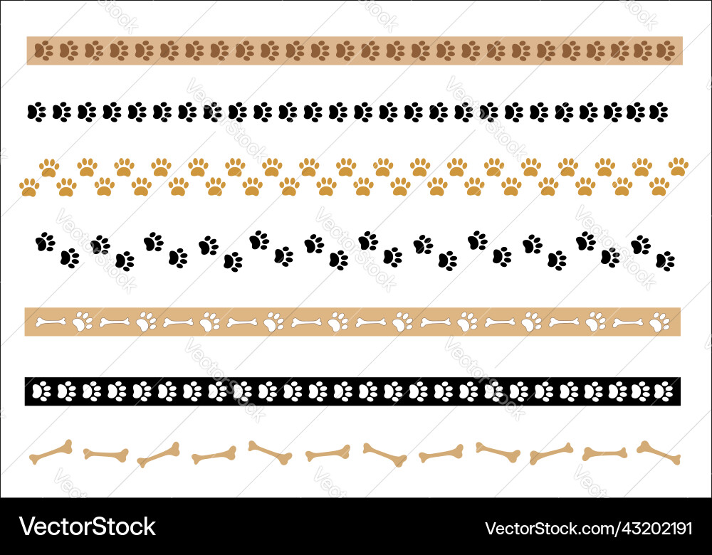 Animal paw prints stripe border divider Royalty Free Vector