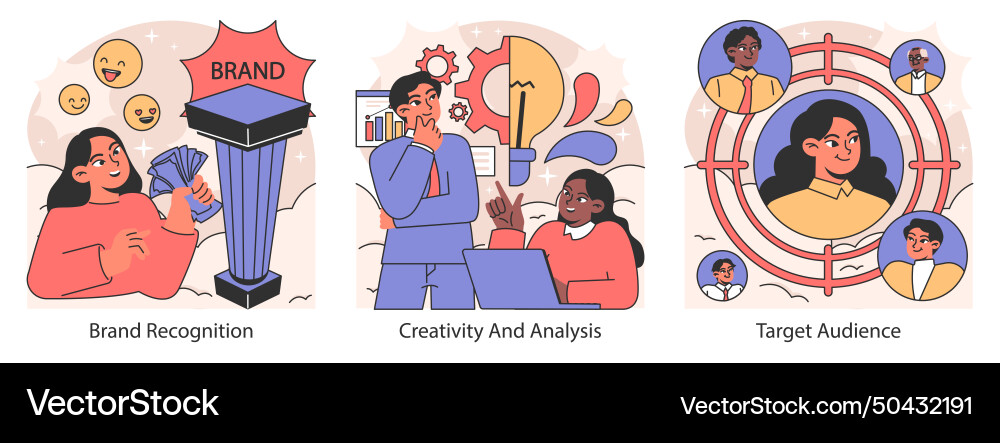 Brand recognition set flat Royalty Free Vector Image