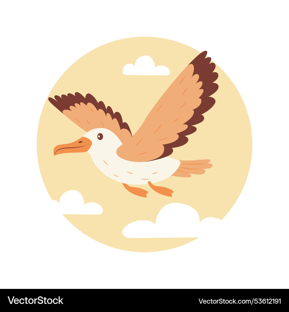 Cute albatross bird animal flying free flapping Vector Image