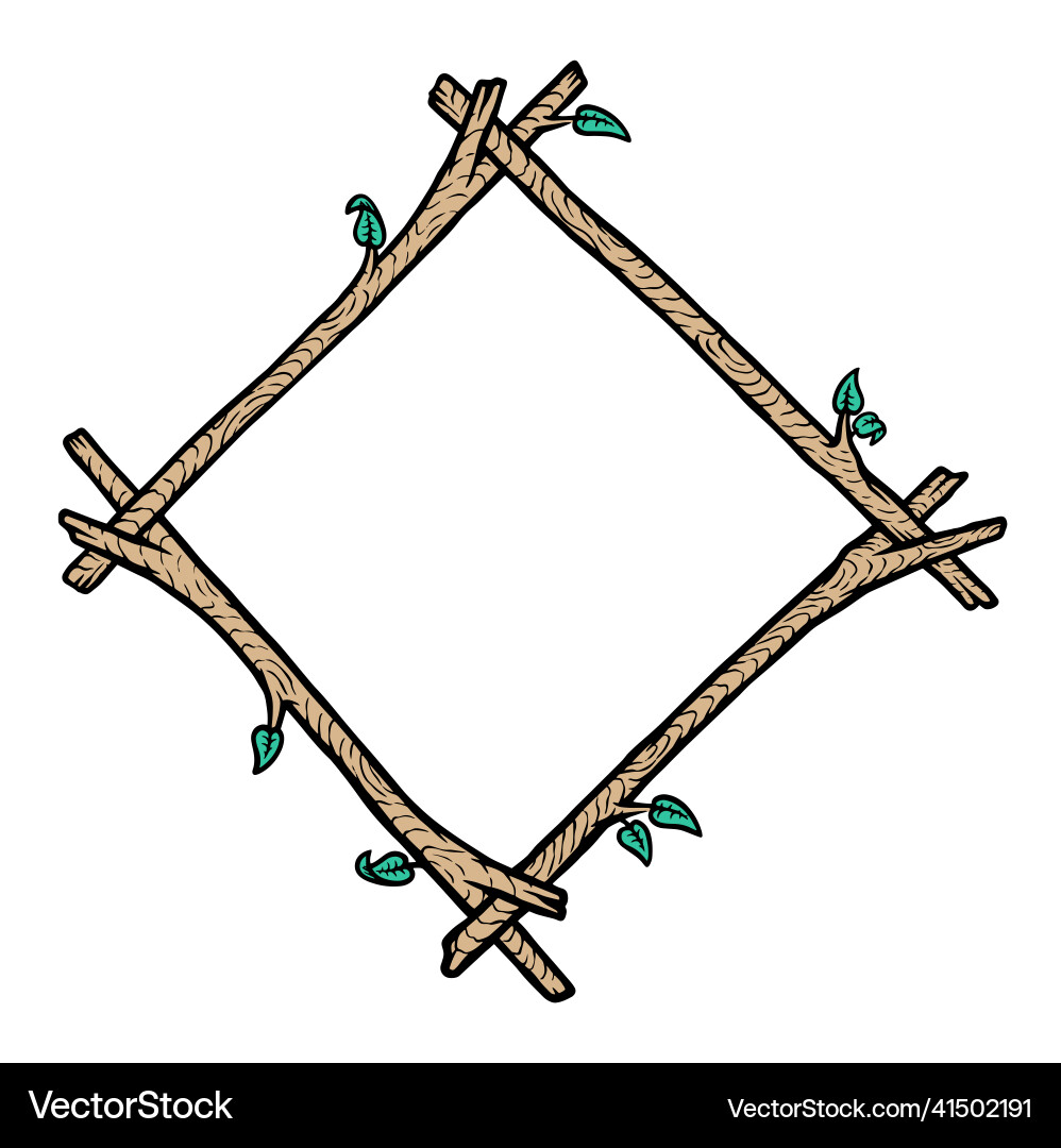 Square natural wood frame Royalty Free Vector Image