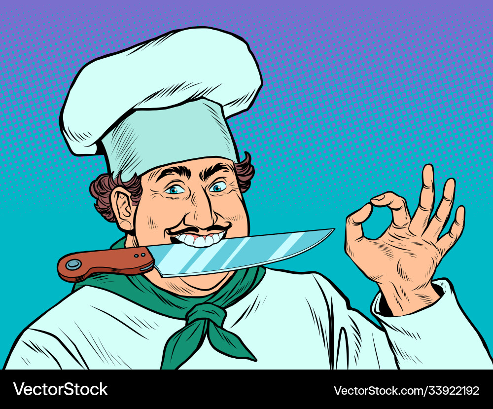 A male cook with kitchen knife Royalty Free Vector Image