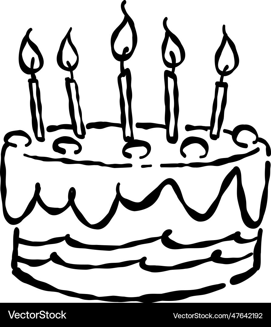 Birthday cake drawing Royalty Free Vector Image