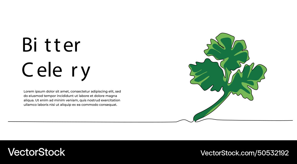 Bitter one continuous line design vegetable Vector Image