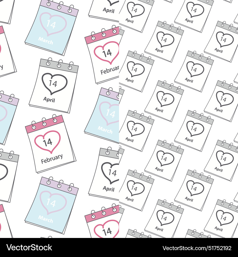 Calendar pages with st valentines day white Vector Image