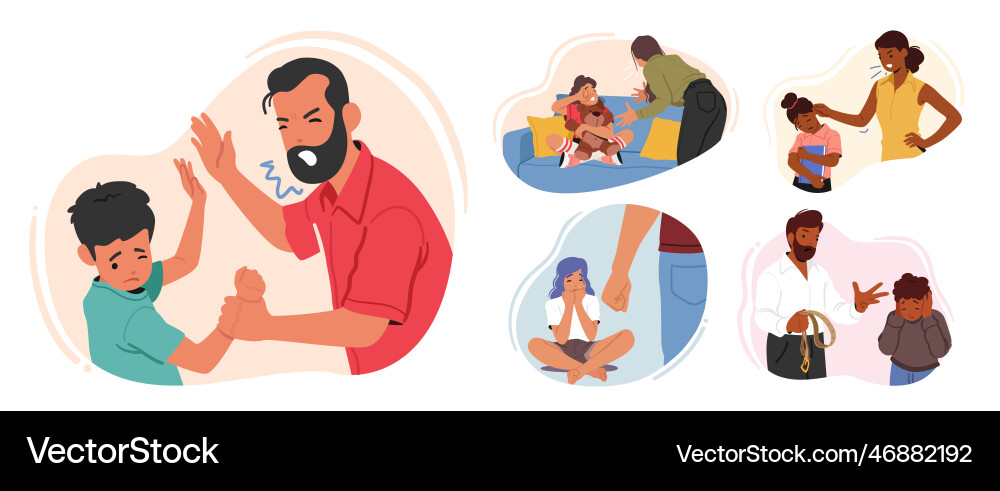 Child Abuse and Neglect Scenes Royalty Free Vector Image