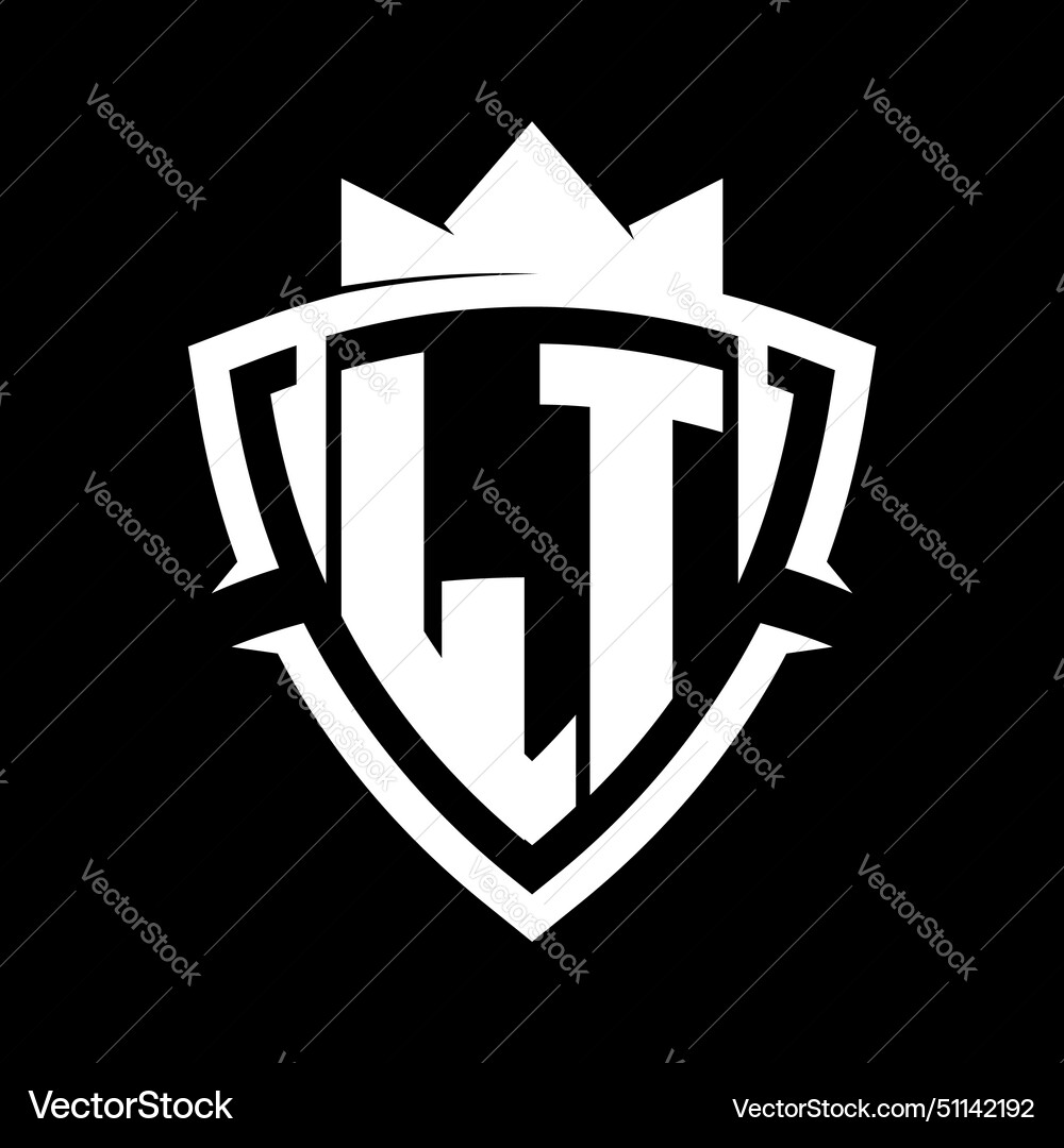 Lt letter monogram with triangle curve shield Vector Image
